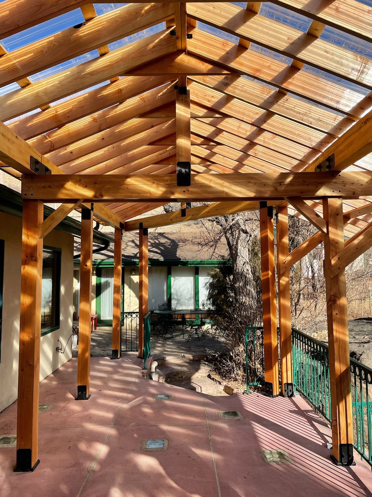Polycarbonate roof cover construction in Golden, Colorado